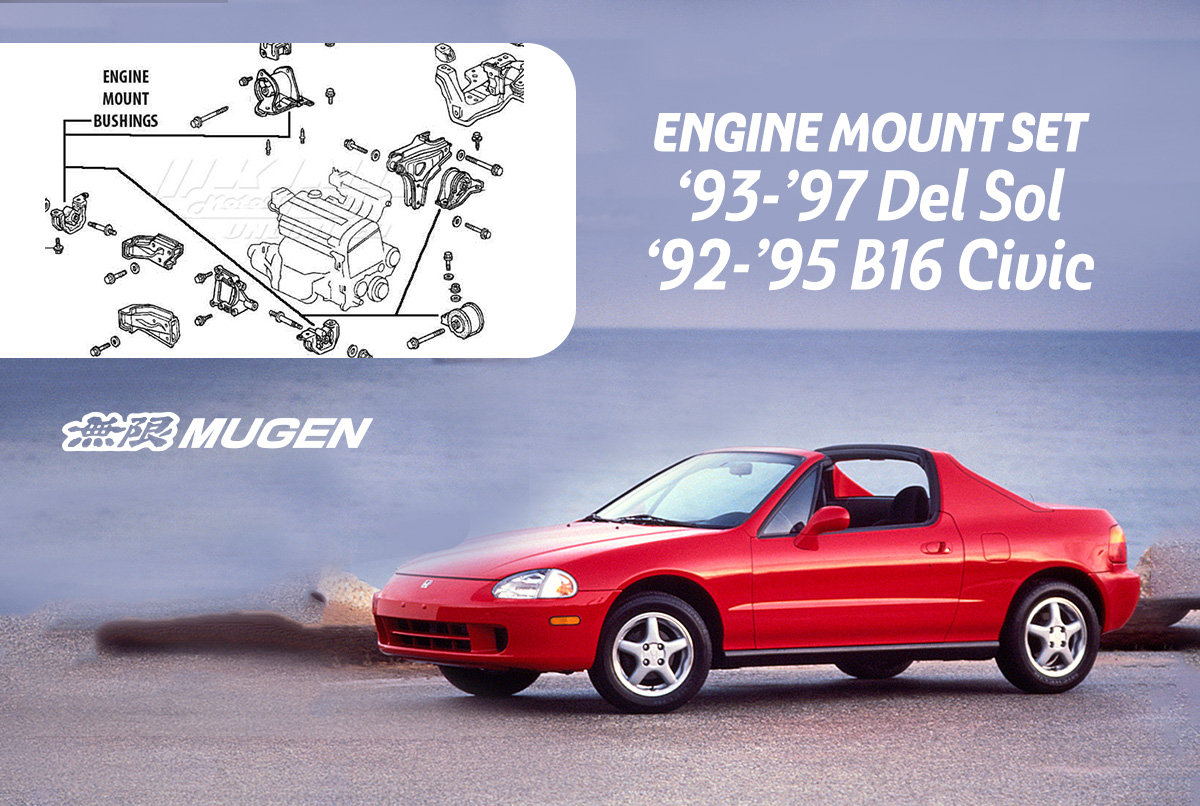 Mugen Engine Mount Set - 5 Piece Set - 93-97 Del Sol & 92-96 B16 Civic ...